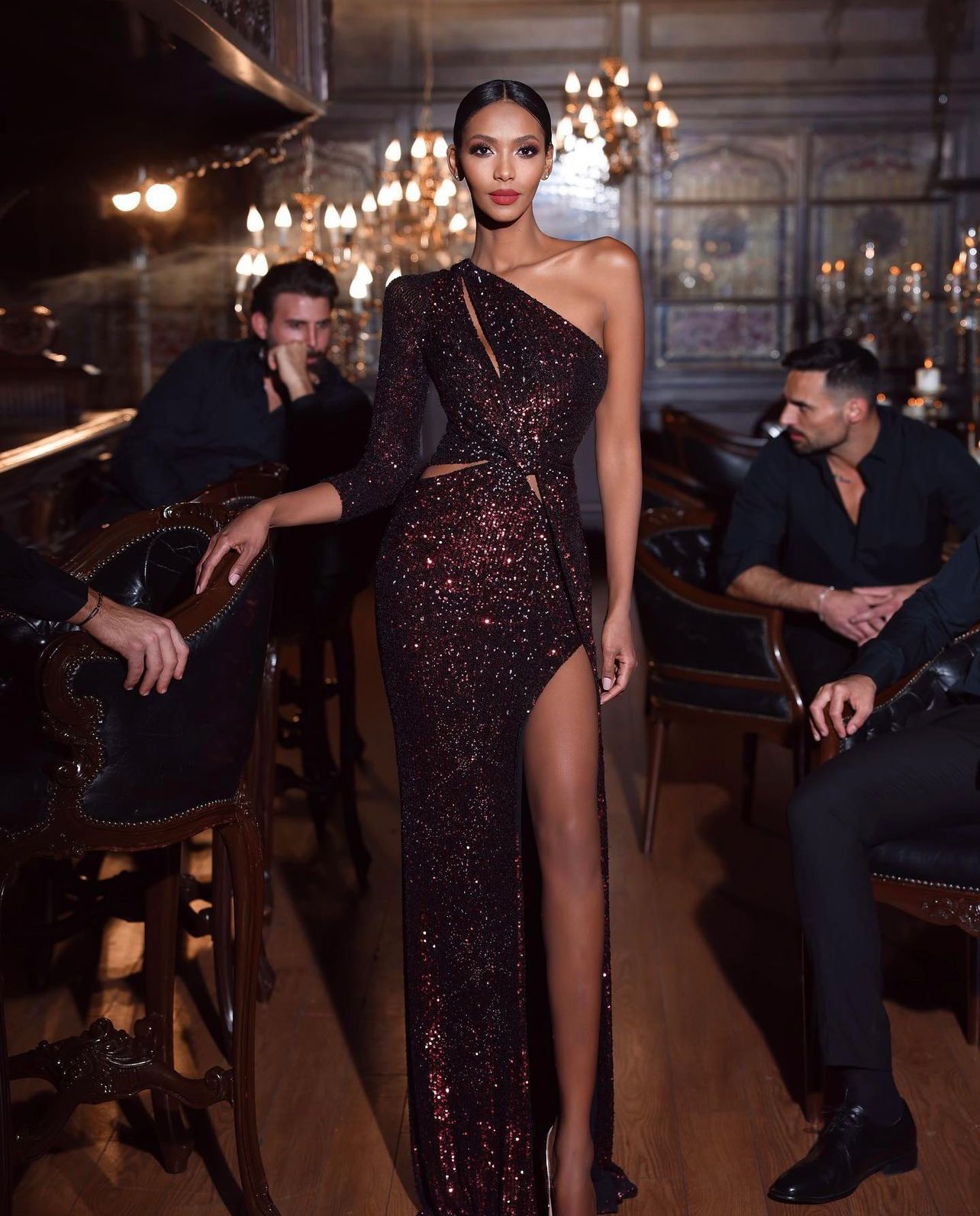 SADEK MAJED ONE SHOULDER EMBELLISHED GOWN